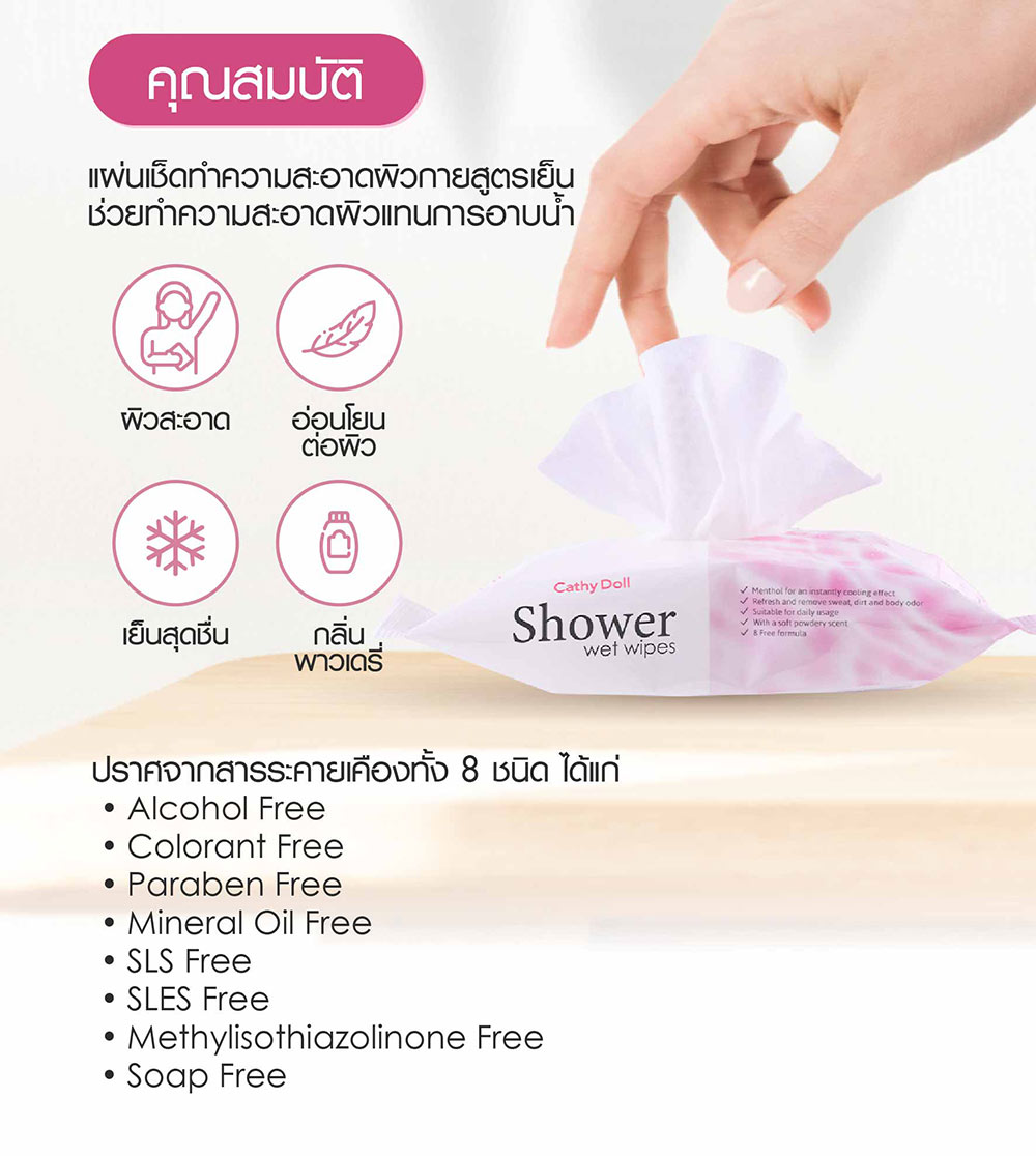 Cathy Doll Shower Wet Wipes Powdery 20Sheets