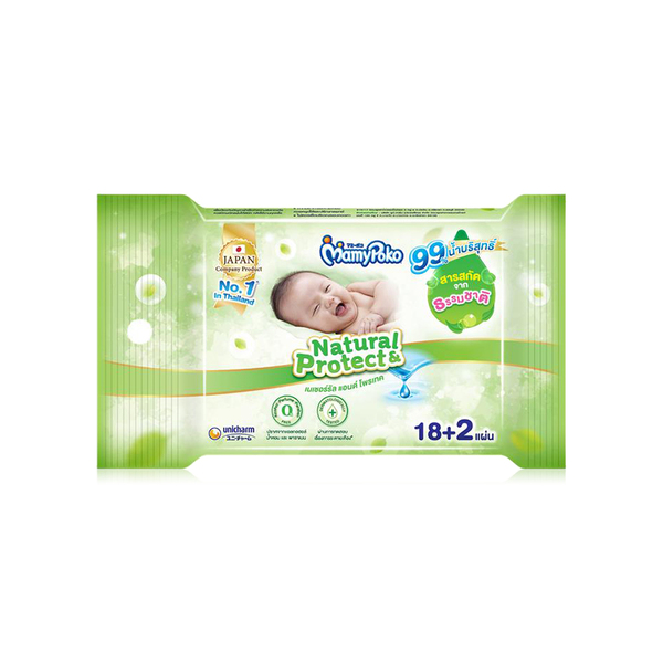 Mamy Poko Baby Wipe Natural & Protect 20 Sheets
