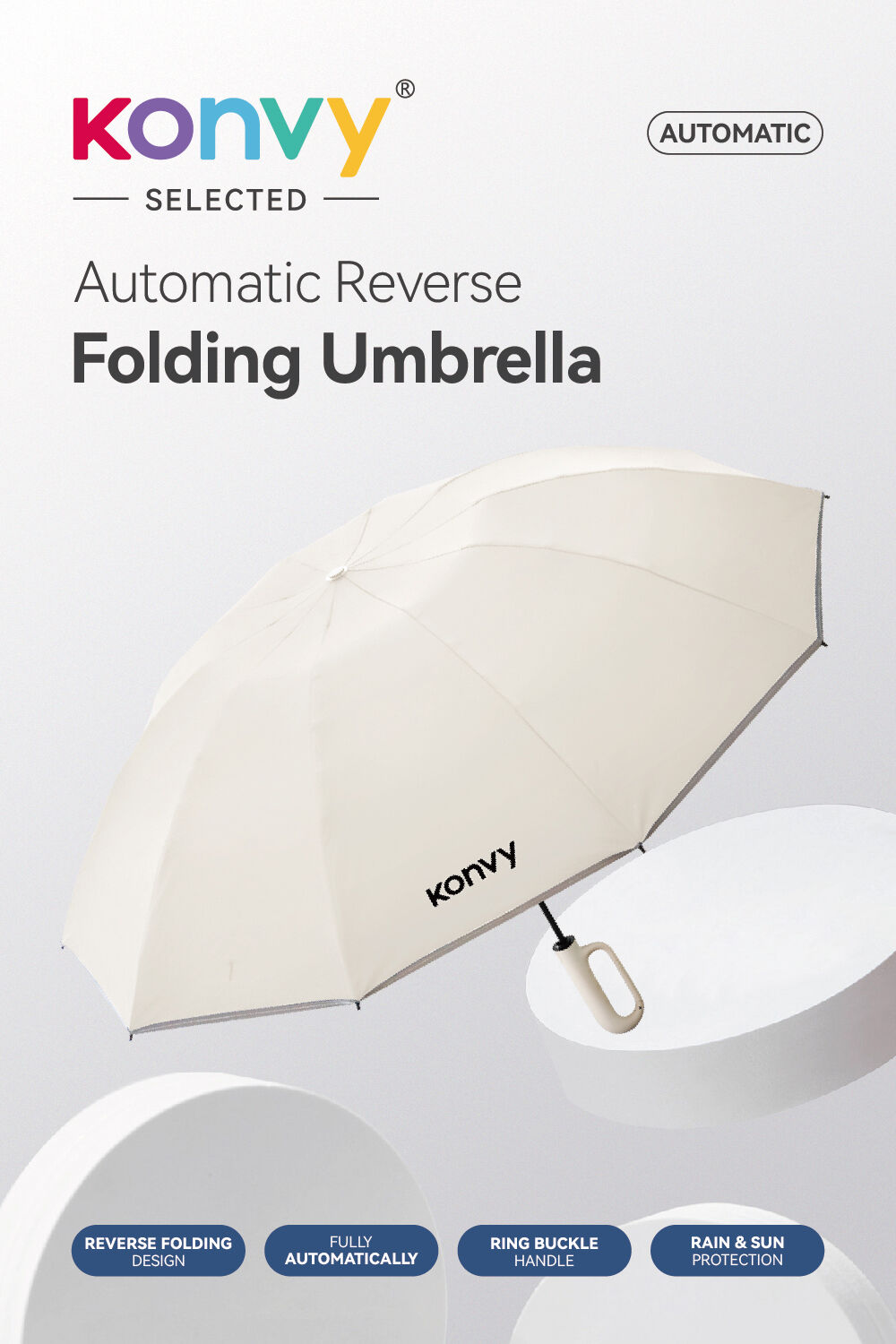 Konvy Automatic Reverse Folding Umbrella #Blue